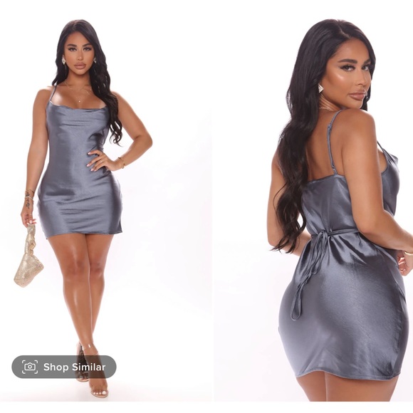 Fashion Nova | Dresses | Lexie Lou Satin Mini Dress Blue | Poshmark